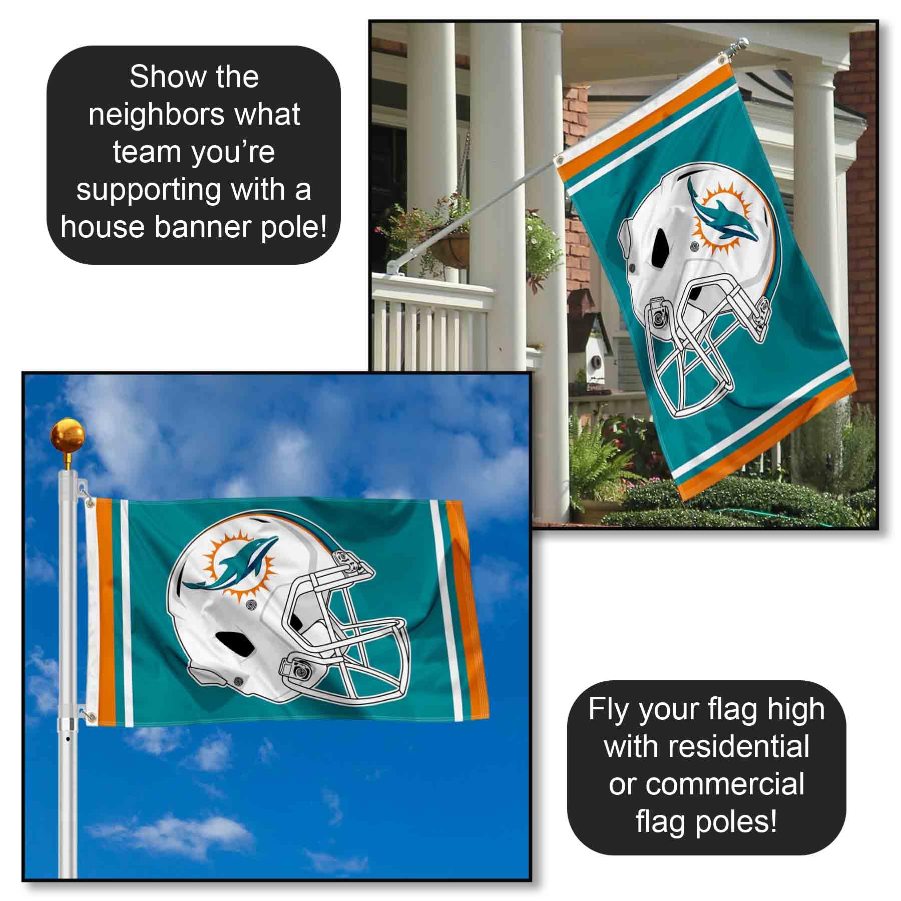 WinCraft Miami Dolphins New Helmet Grommet Pole Flag