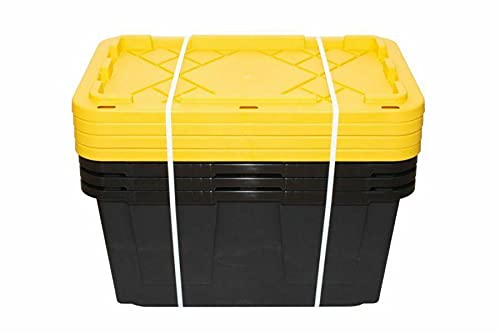 Greenmade Extra Strong 27 Gallon, Black and Yellow Storage Bin (4pack)