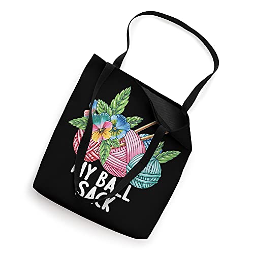 Knitting and Crochet Yarn My Ball Sack Flower Grandma Nana Tote Bag