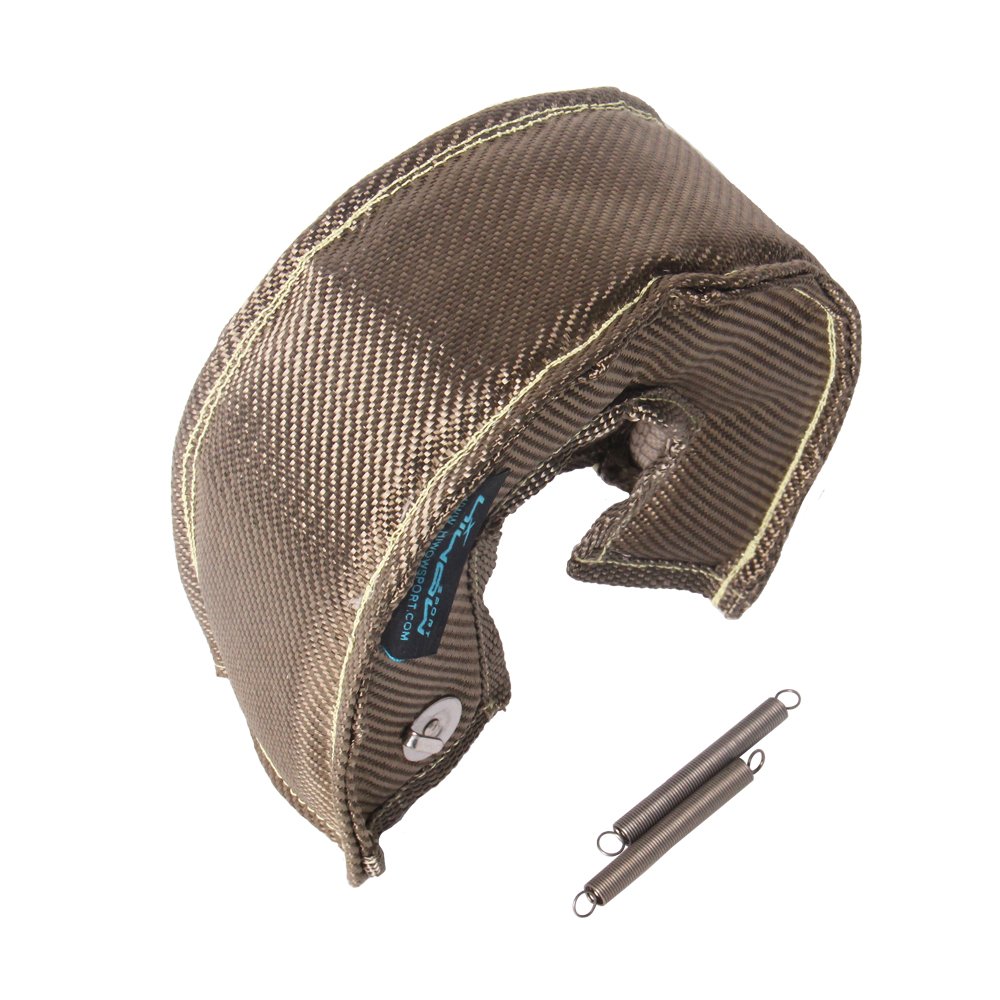 HiwowSport FireShield Titanium Turbo Blanket for T3 Cover for Turbocharger Heat Shield Cover with Fastener Springs
