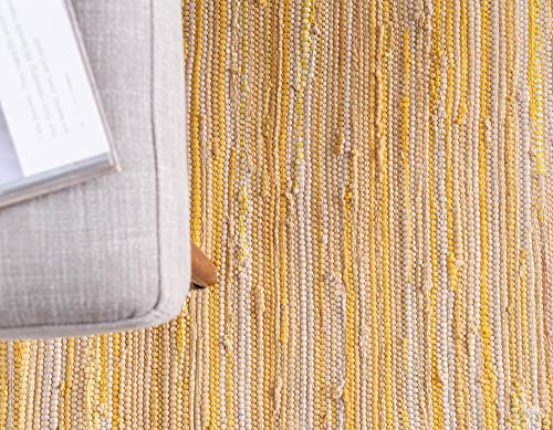 Rugs.com Chindi Cotton Collection Rug – 2' x 3' Yellow Flatweave Rug Perfect for Living Rooms, Large Dining Rooms, Open Floorplans