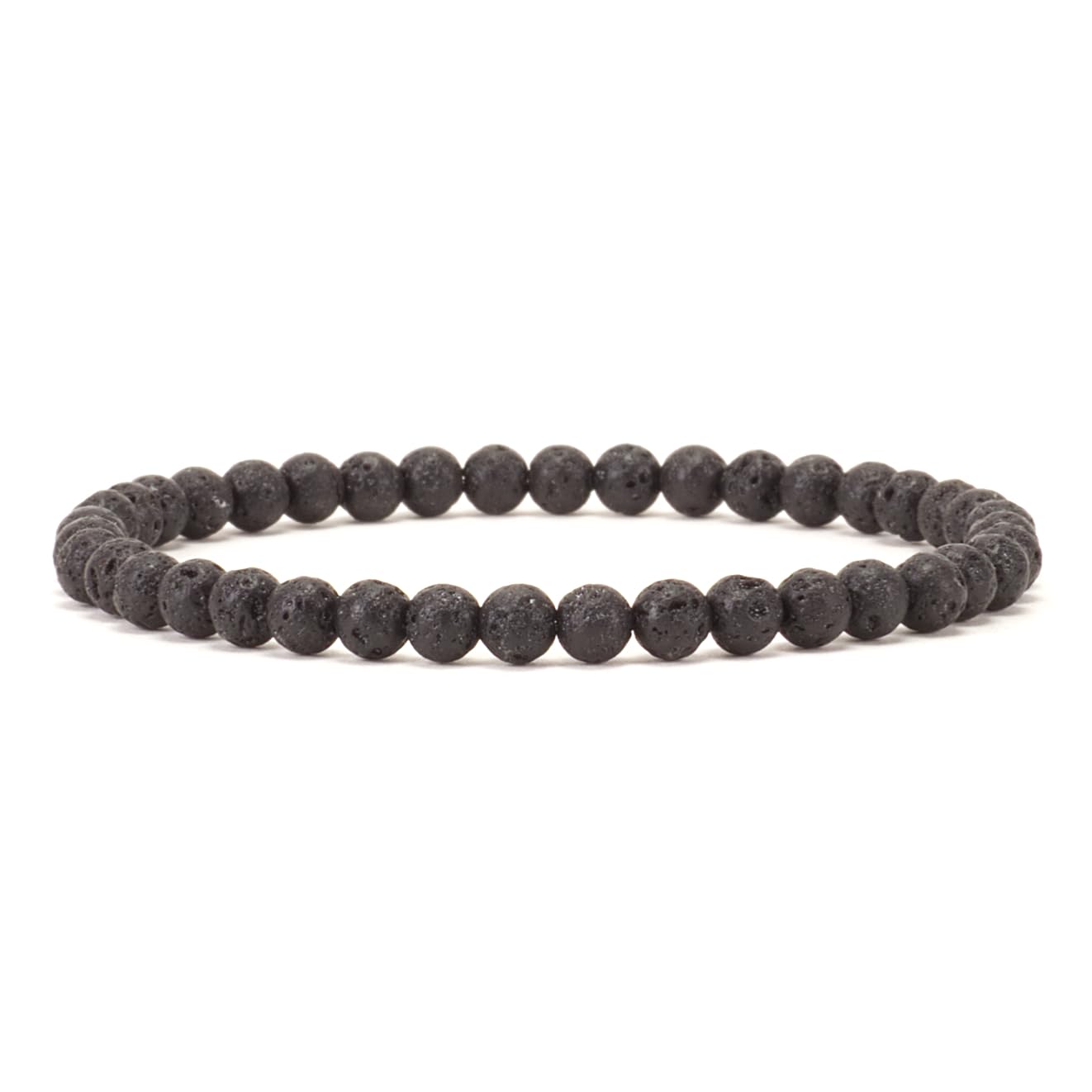Cherry Tree Collection - Small, Medium, Large Sizes - Gemstone Beaded Bracelets For Women and Men - 4mm Round Beads (Lava, Large)