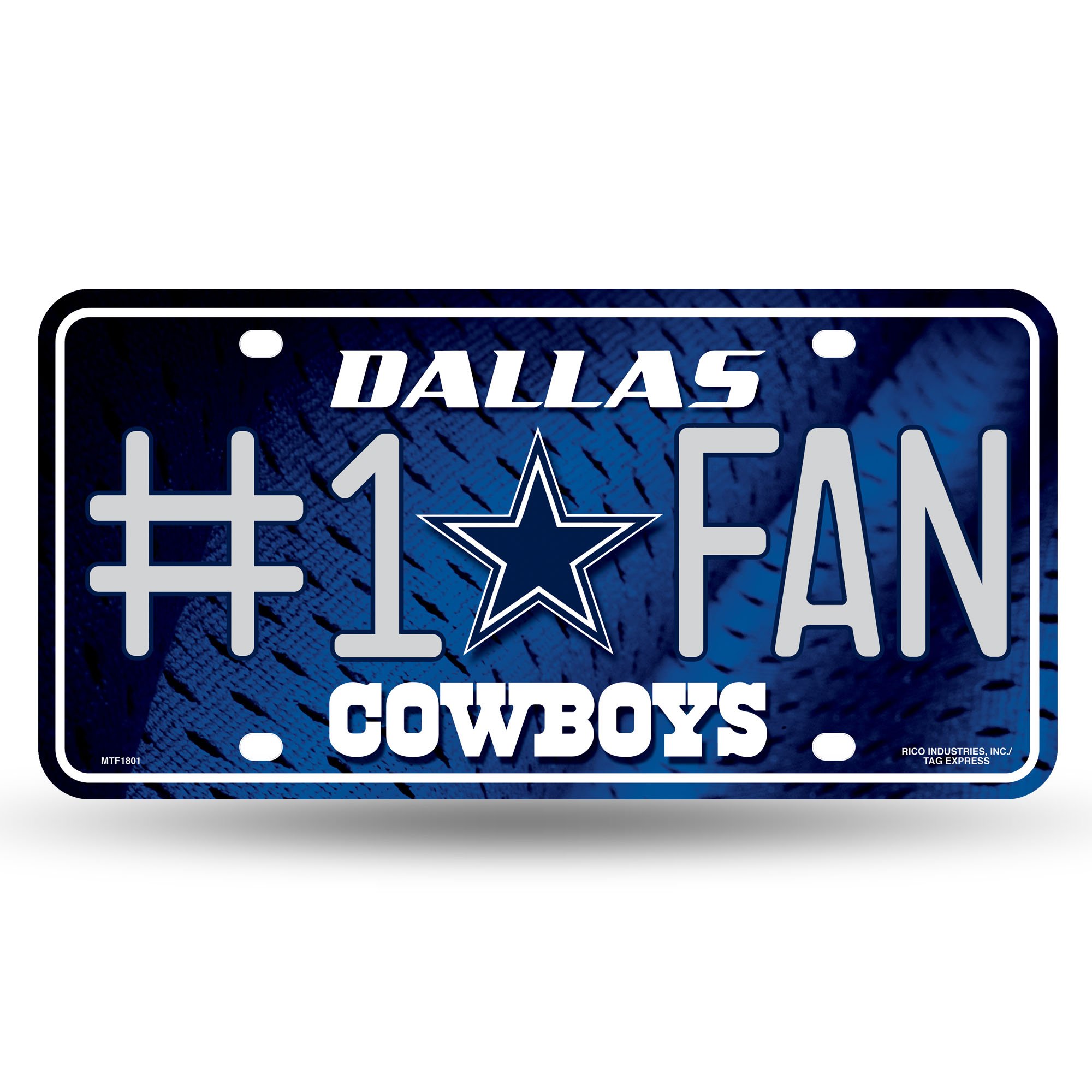 Rico Industries NFL Football Dallas Cowboys #1 Fan Metal Auto Tag