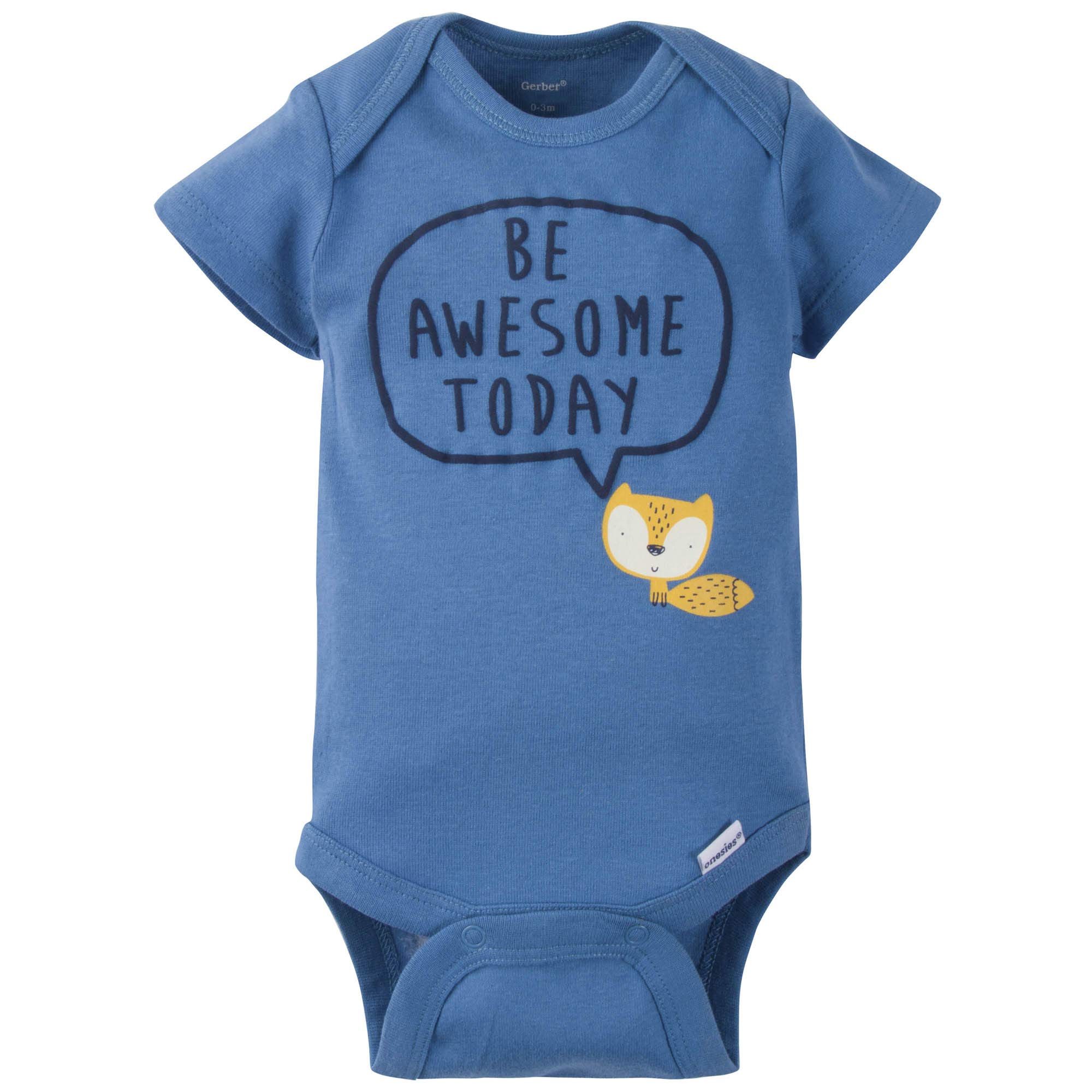 Gerber Baby Boys 5-Pack Short Sleeve Variety Onesies Bodysuits Awesome Fox Newborn