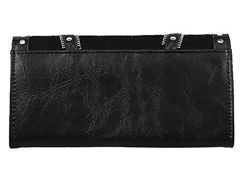 Restyle Triple Goddess Sun and Moon Gothic Tri-Fold Wallet, Faux Leather, Black