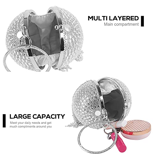 Lanpet Women Round Ball Crystal Evening Clutch Purse Tassel Wedding Party Handbags