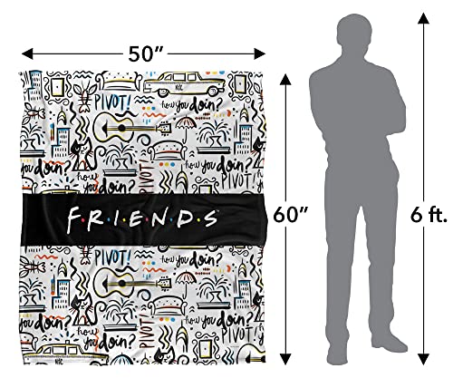 Friends Let's Be Friends Pattern Officially Licensed Silky Touch Super Soft Throw Blanket 50" x 60"