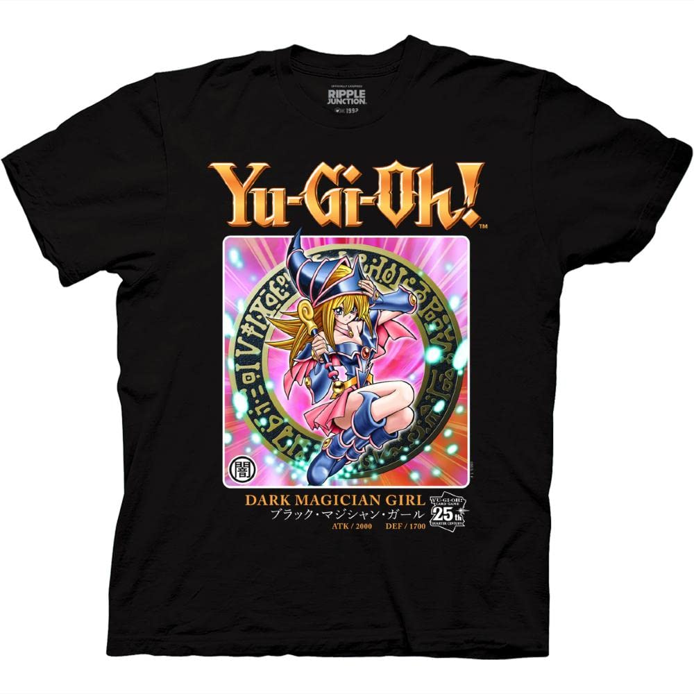 Ripple Junction Yu-Gi-Oh! Dark Magician Girl 25th Anniversary Anime Adult T-Shirt Officially Licensed 2XL Black