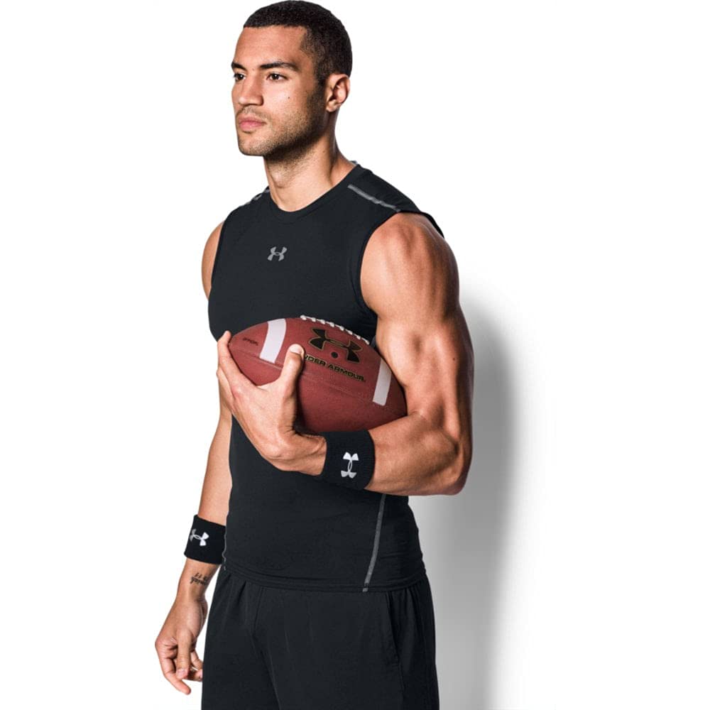 Under Armour Men's 3-inch Performance Wristband 2-Pack , Black (001)/White, One Size Fits All