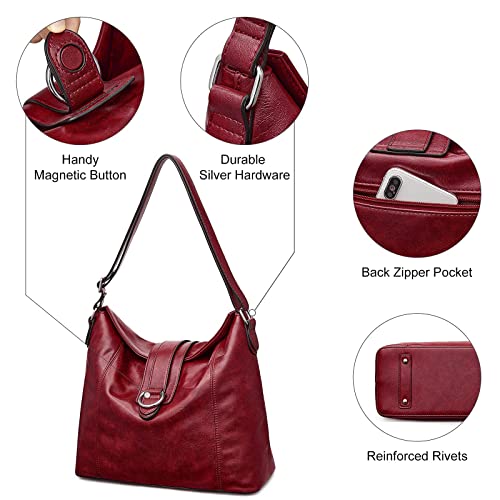 S-ZONE Women Large Hobo Purses Bag Soft Shoulder Tote Handbags Vegan Leather