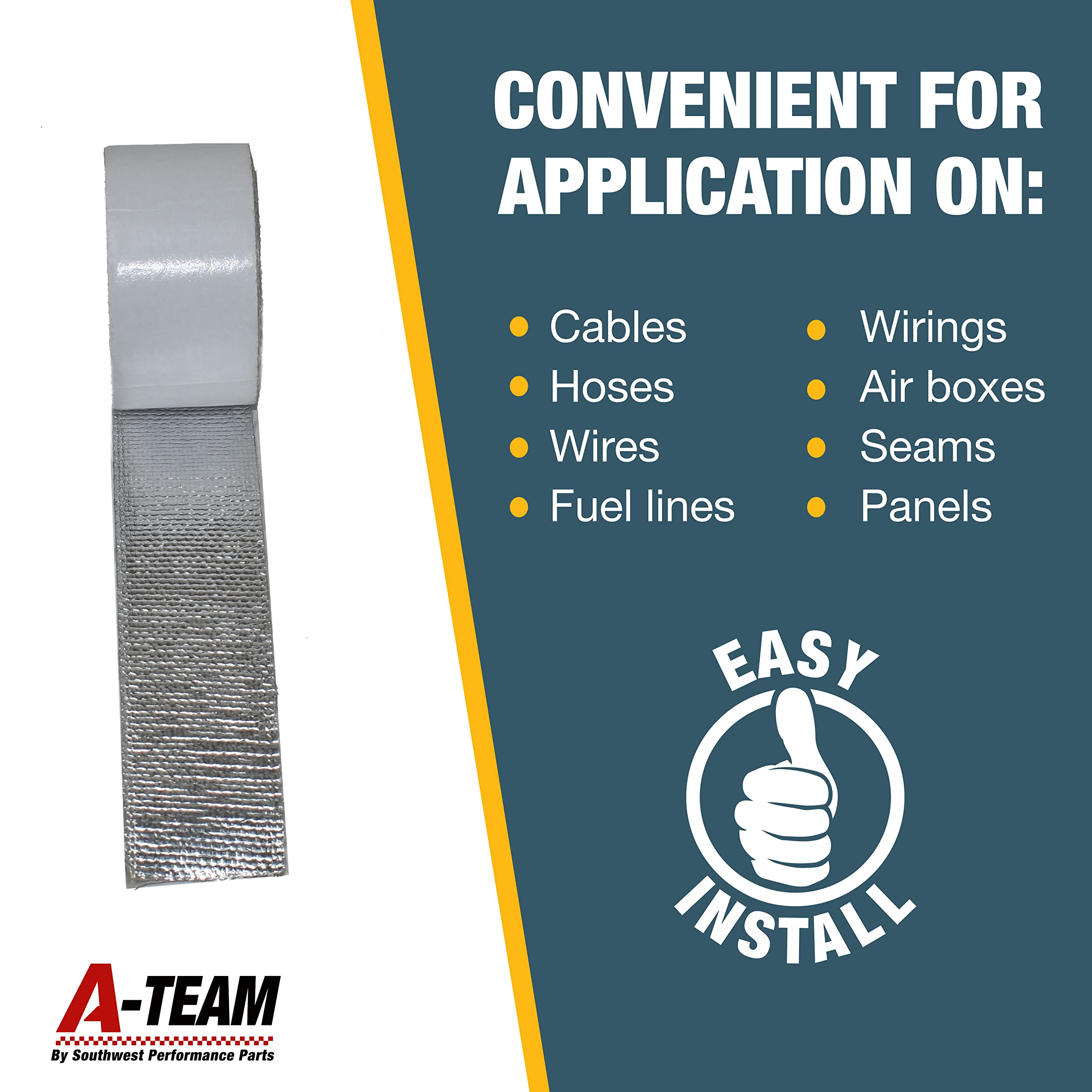 A-Team Performance - Heat Shield Tape with PSA Ultra-Lightweight Self-Adhesive and Reflective Thermal Tape 1.5" x 15'