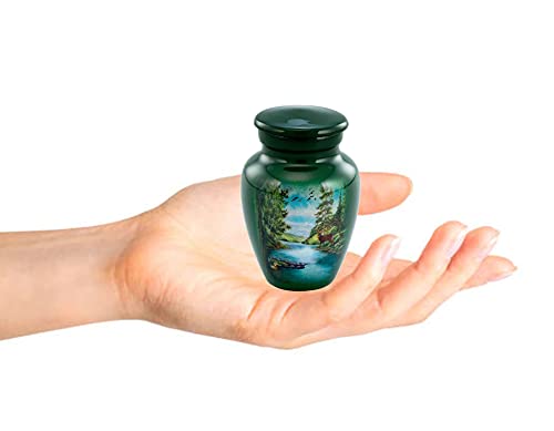 Deer Keepsake Urn, Deer Token Urn for Ashes, Hunting Urn, Mini Buck Urn, Hand Painted Memorial Mini Jar, Handmade Minature Forest Urn with Velvet Case & Bag (Keepsake)