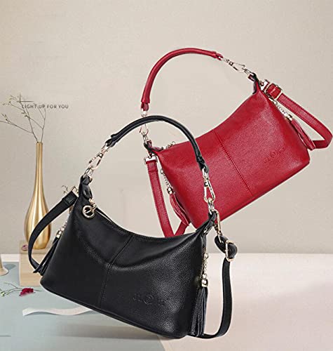 SMALLBLUER Synthetic PU Leather Ladies Tote Hobo Shoulder Middle-aged Women's Crossbody Bags Satchels Purse Clutches-Purple