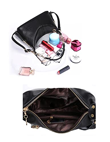 SMALLBLUER Synthetic PU Leather Ladies Tote Hobo Shoulder Middle-aged Women's Crossbody Bags Satchels Purse Clutches-Purple