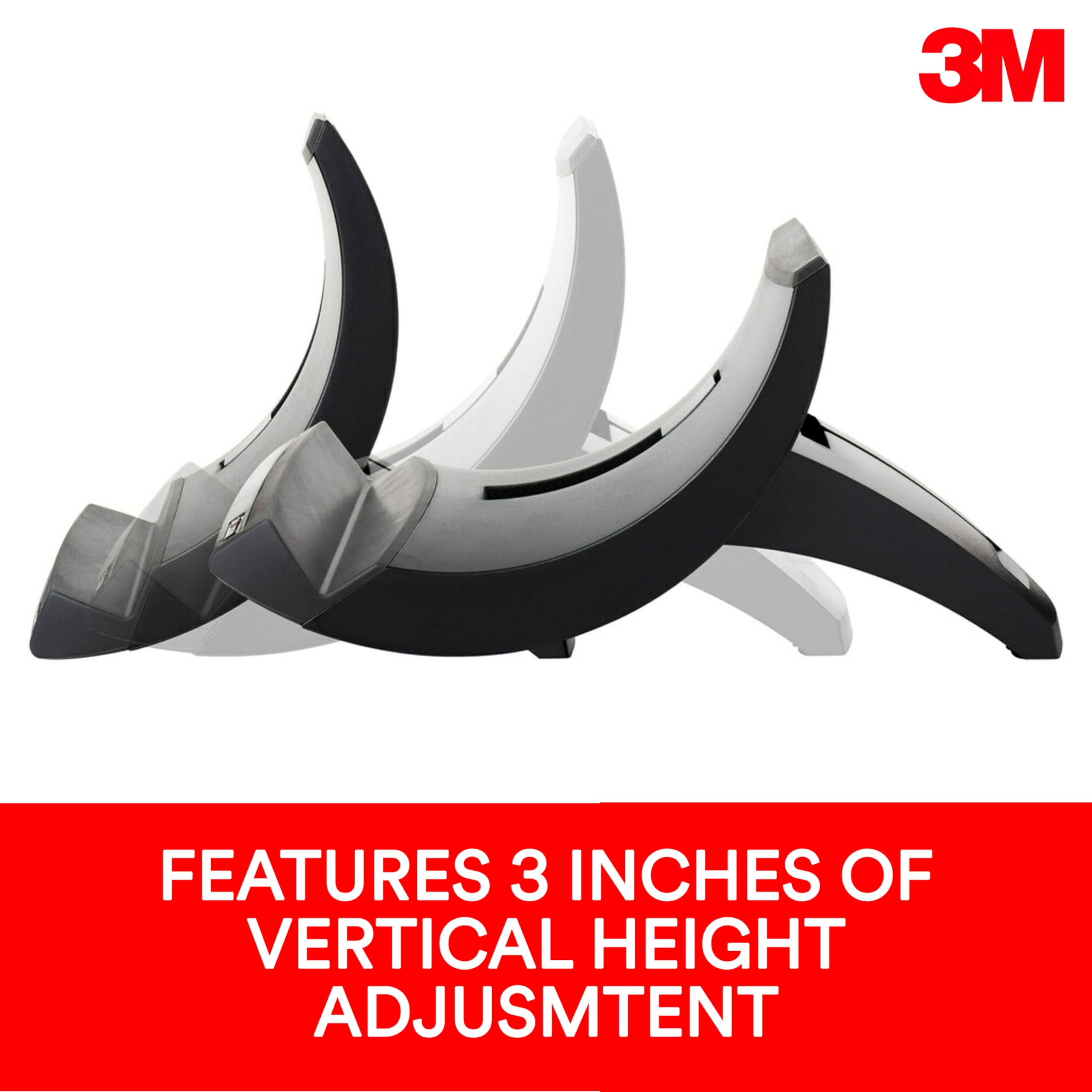 3M Laptop Stand, Raise Screen Height to Reduce Neck Strain, Vertical Design Allows You to Bring Screen Closer, Compact Foot Print Saves Desk Space, Non-Skid Base Keeps Laptop Secure, Black (LX550)
