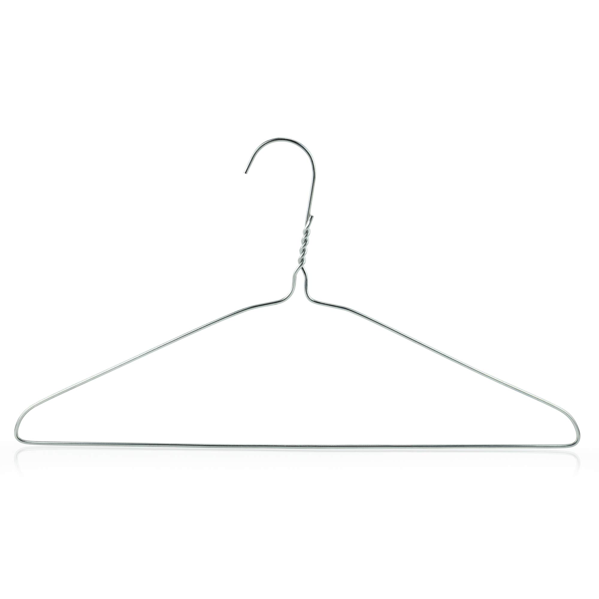 HANGERWORLD Silver Wire Metal Hangers Heavy Duty 20 Pack, 16 Inch 10 Gauge Strong, No Shoulder Bump Coat Hanger Style