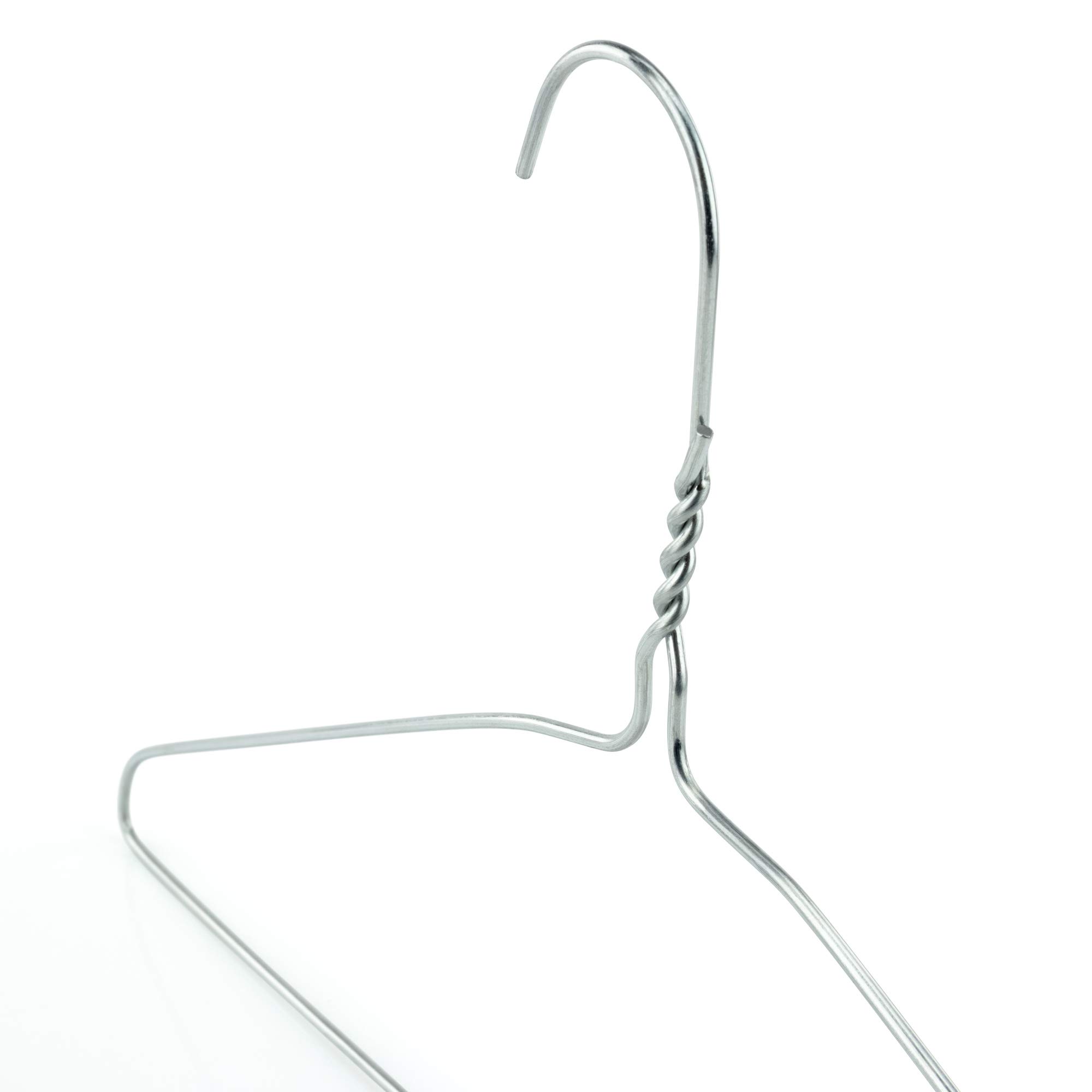 HANGERWORLD Silver Wire Metal Hangers Heavy Duty 20 Pack, 16 Inch 10 Gauge Strong, No Shoulder Bump Coat Hanger Style