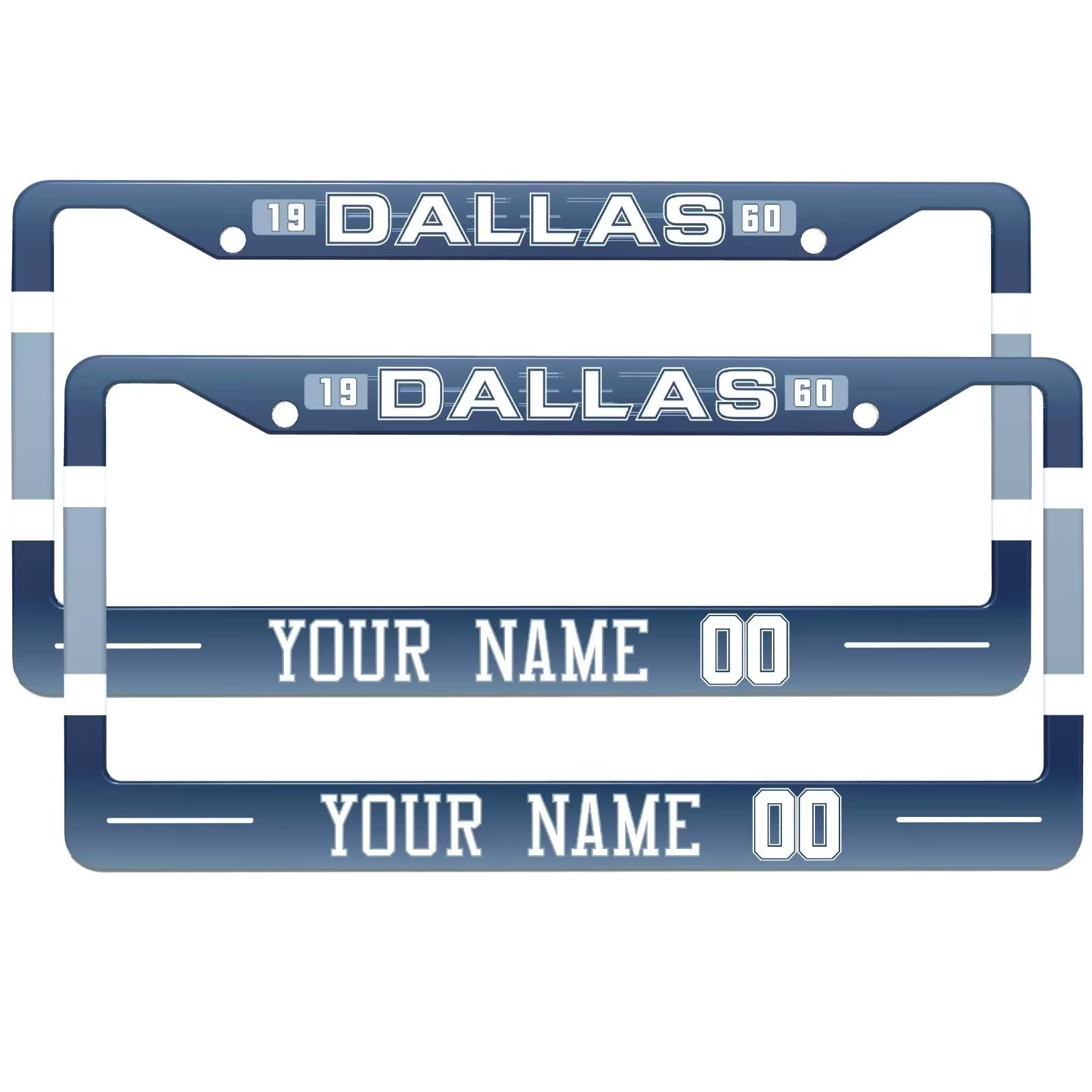 Dallas License Plate Frames (Set of 2) Custom Name and Number for Men Women Gifts