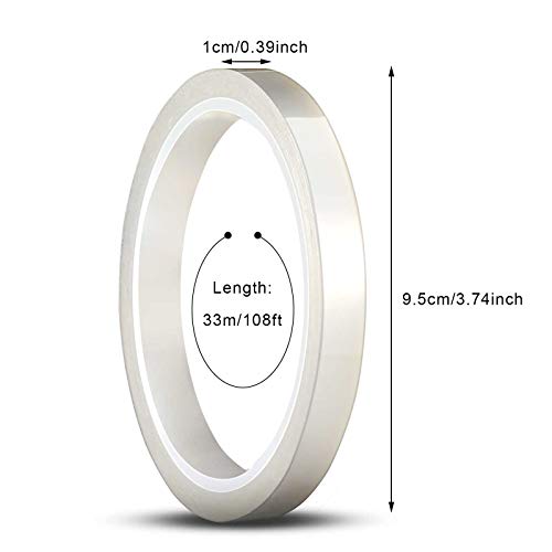 Zonon 4 Piece 108 ft Heat Resistant Tape for Sublimation, Clear Heat Press Dispenser, Shrink Transfer, High Resistant Temperature Tape for Electronics, Printing, Circuit Board, Vinyl(10 mm)
