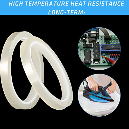 Zonon 4 Piece 108 ft Heat Resistant Tape for Sublimation, Clear Heat Press Dispenser, Shrink Transfer, High Resistant Temperature Tape for Electronics, Printing, Circuit Board, Vinyl(10 mm)