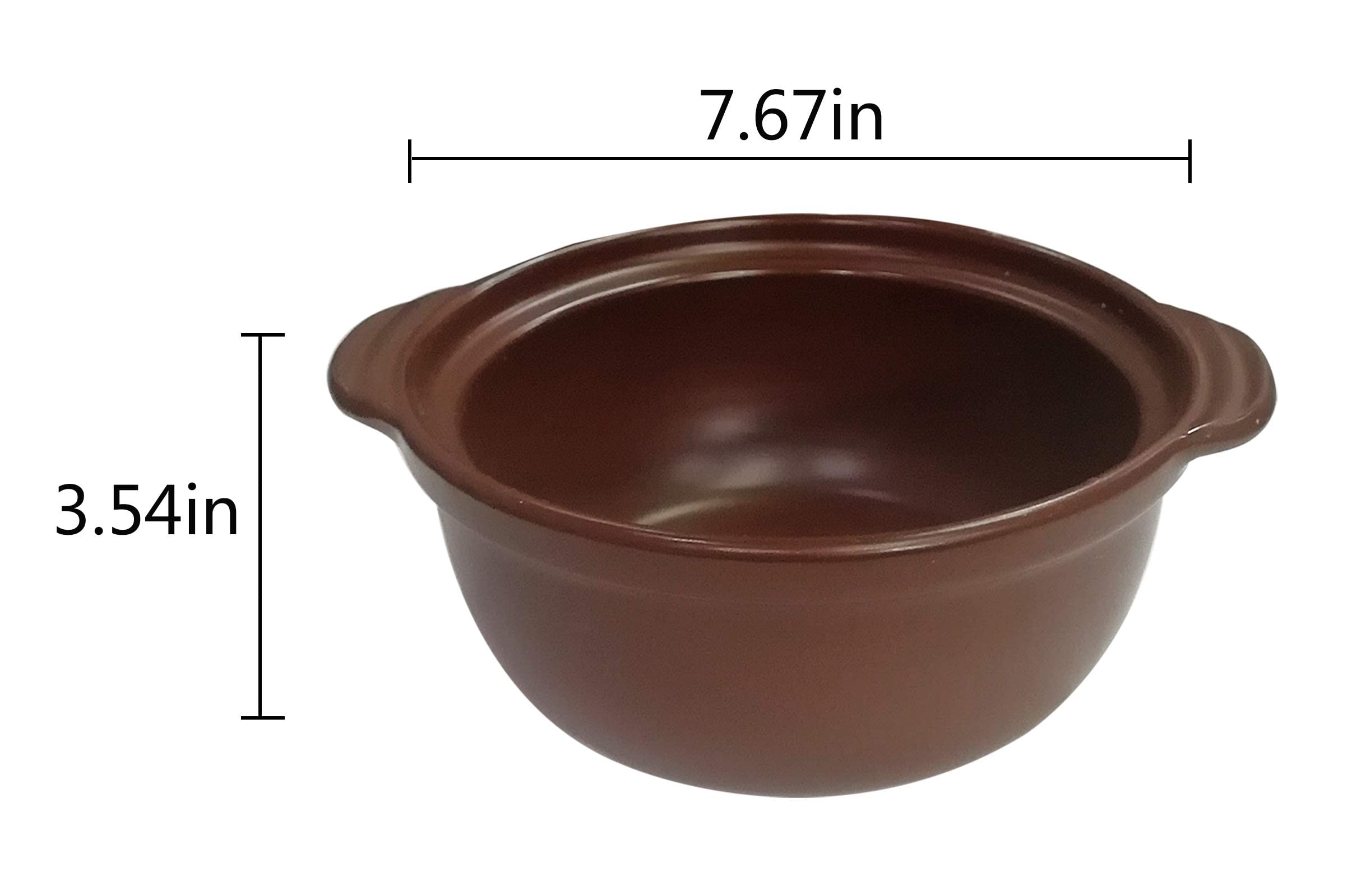 Korean Premium Cartoon Pattern Ceramic Brown Casserole Clay Pot with Lid,For Cooking Hot Pot Dolsot Bibimbap and Soup (8in,44oz)