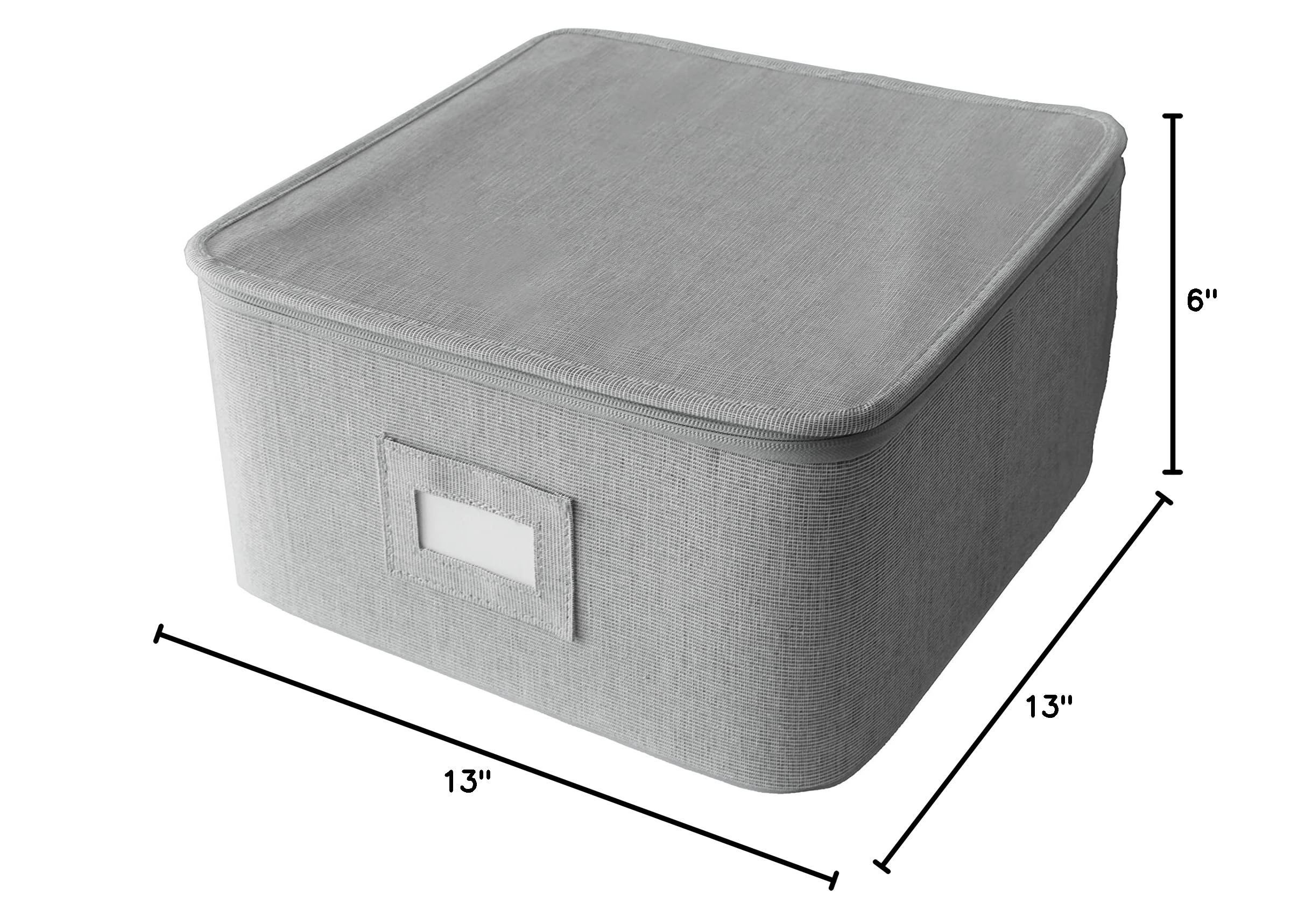 In This Space Grey Twill Hard Shell(tm) Two Square China Plates Storage Container With Secure Lid for dinner round or square plates (11.5” and 9.5”)