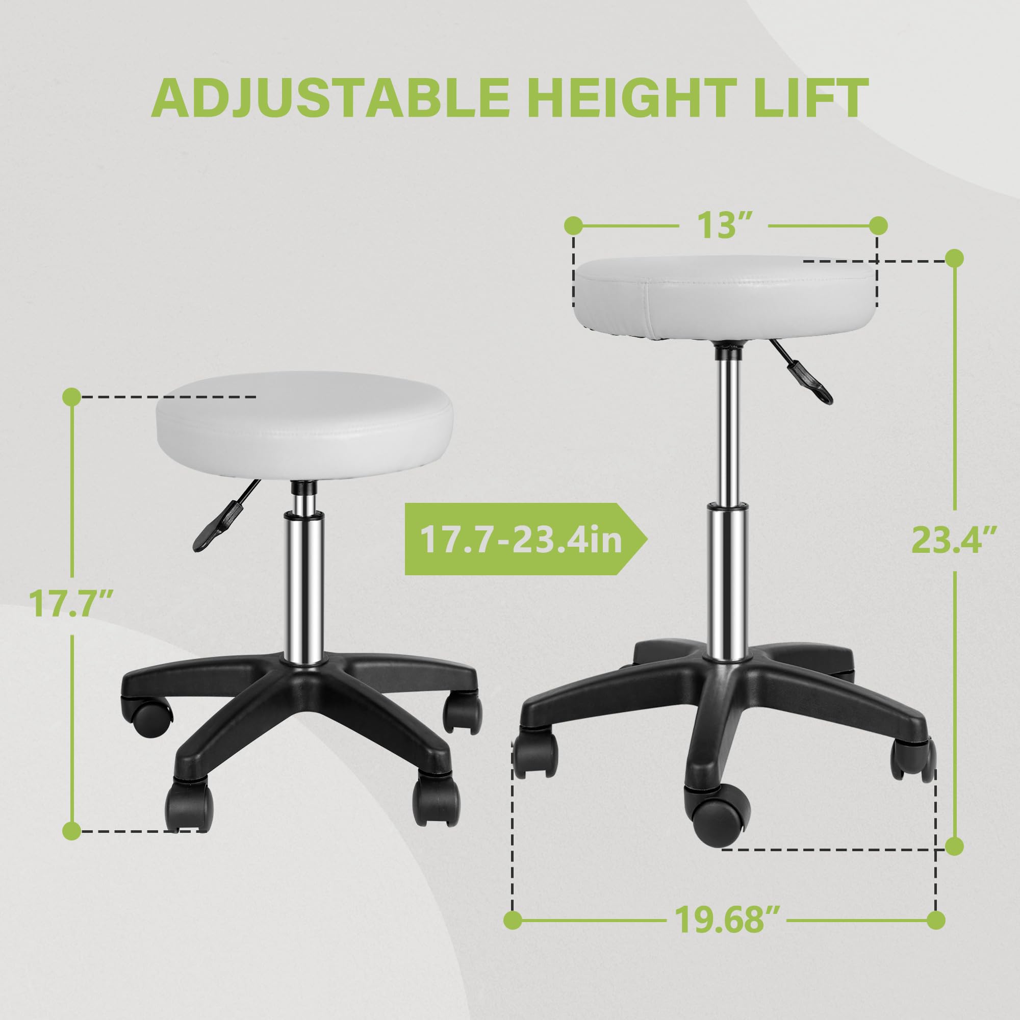 Adjustable Hydraulic Rolling Swivel Salon Stool Chair Tattoo Massage Facial Spa Stool Chair Black (White)