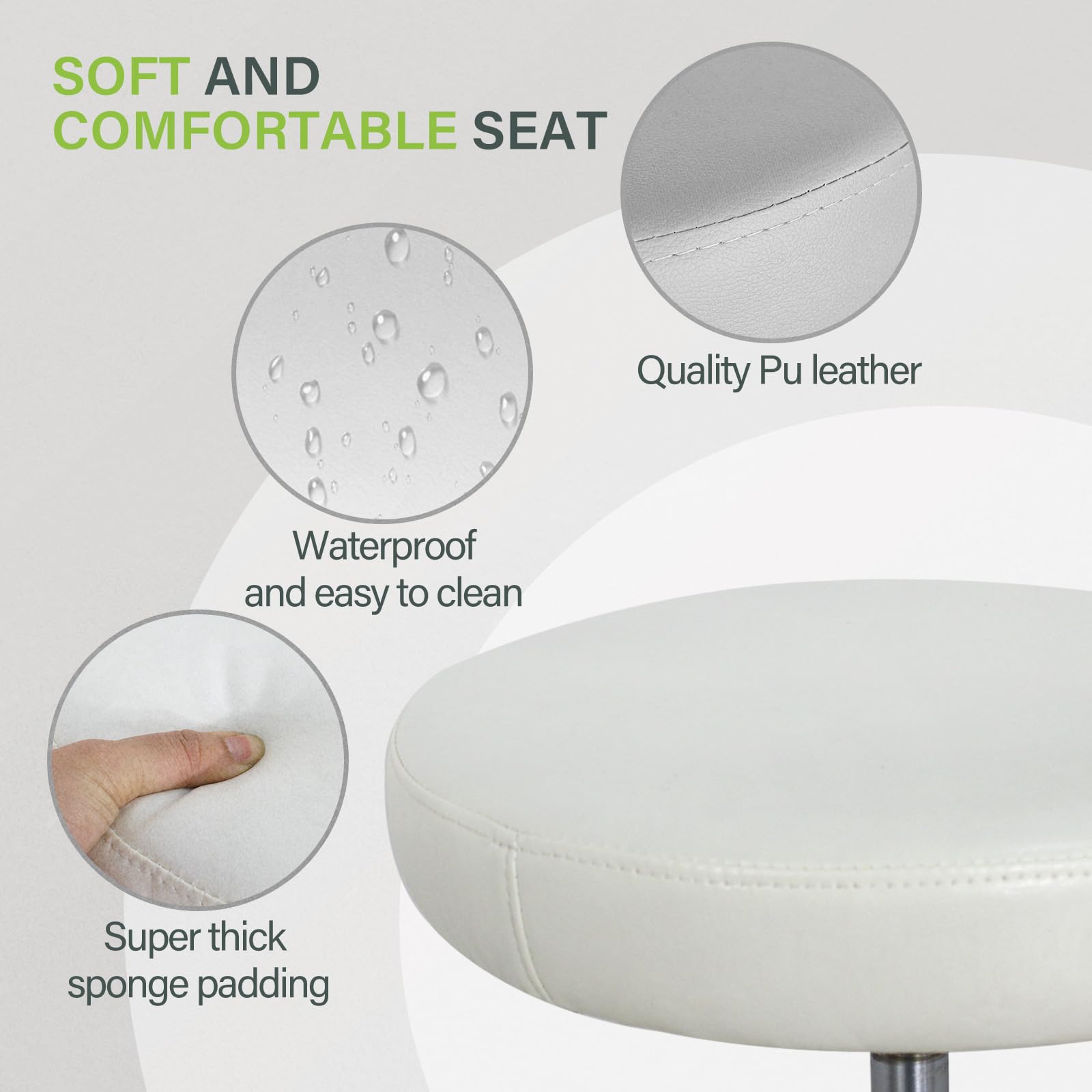 Adjustable Hydraulic Rolling Swivel Salon Stool Chair Tattoo Massage Facial Spa Stool Chair Black (White)