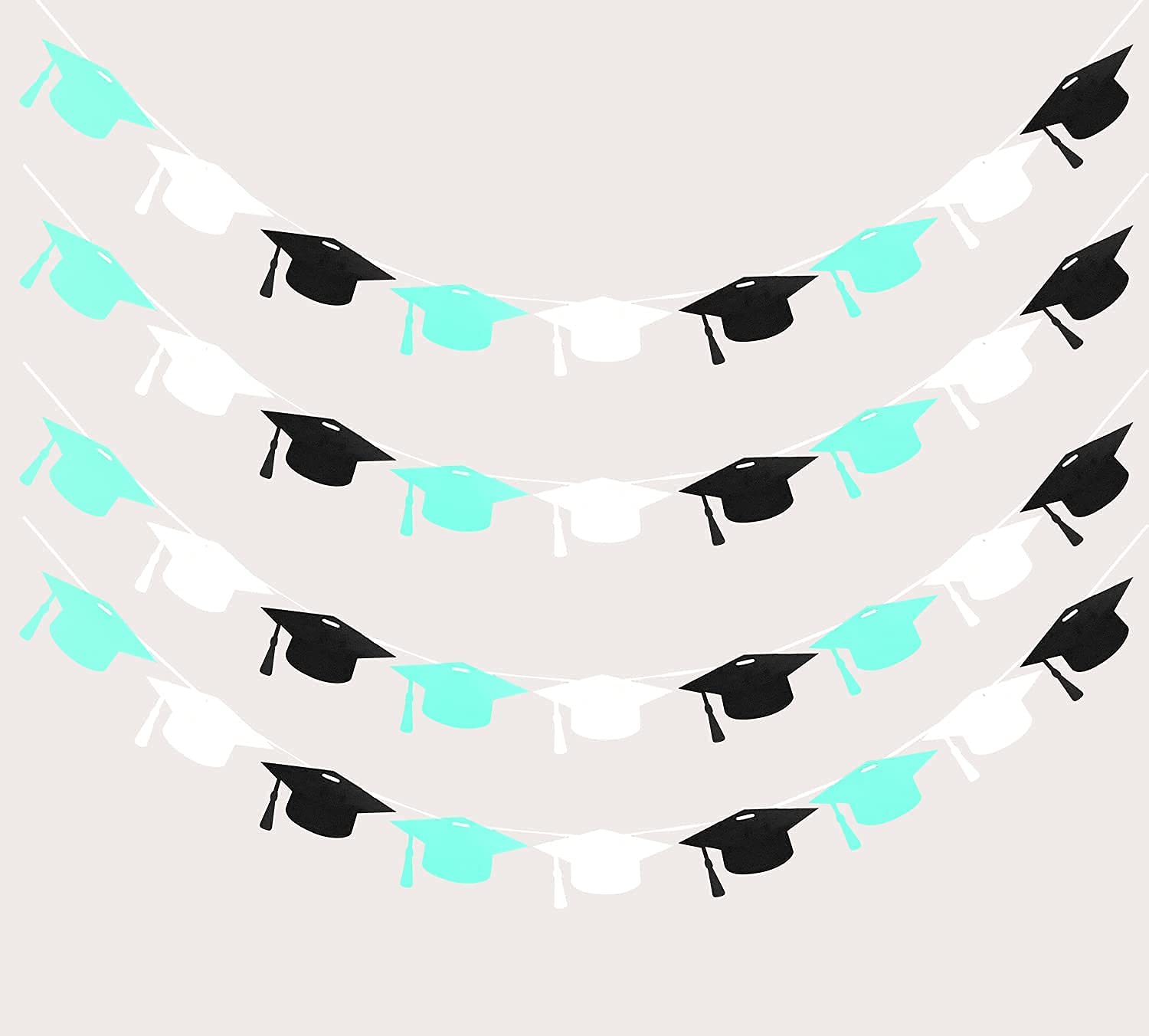 Graduation Decorations Turquoise Black 2023/4pcs Graduation Hat Banner Garlands Teal White Black for Class of 2023 Graduation Party Supplies Teal Grad