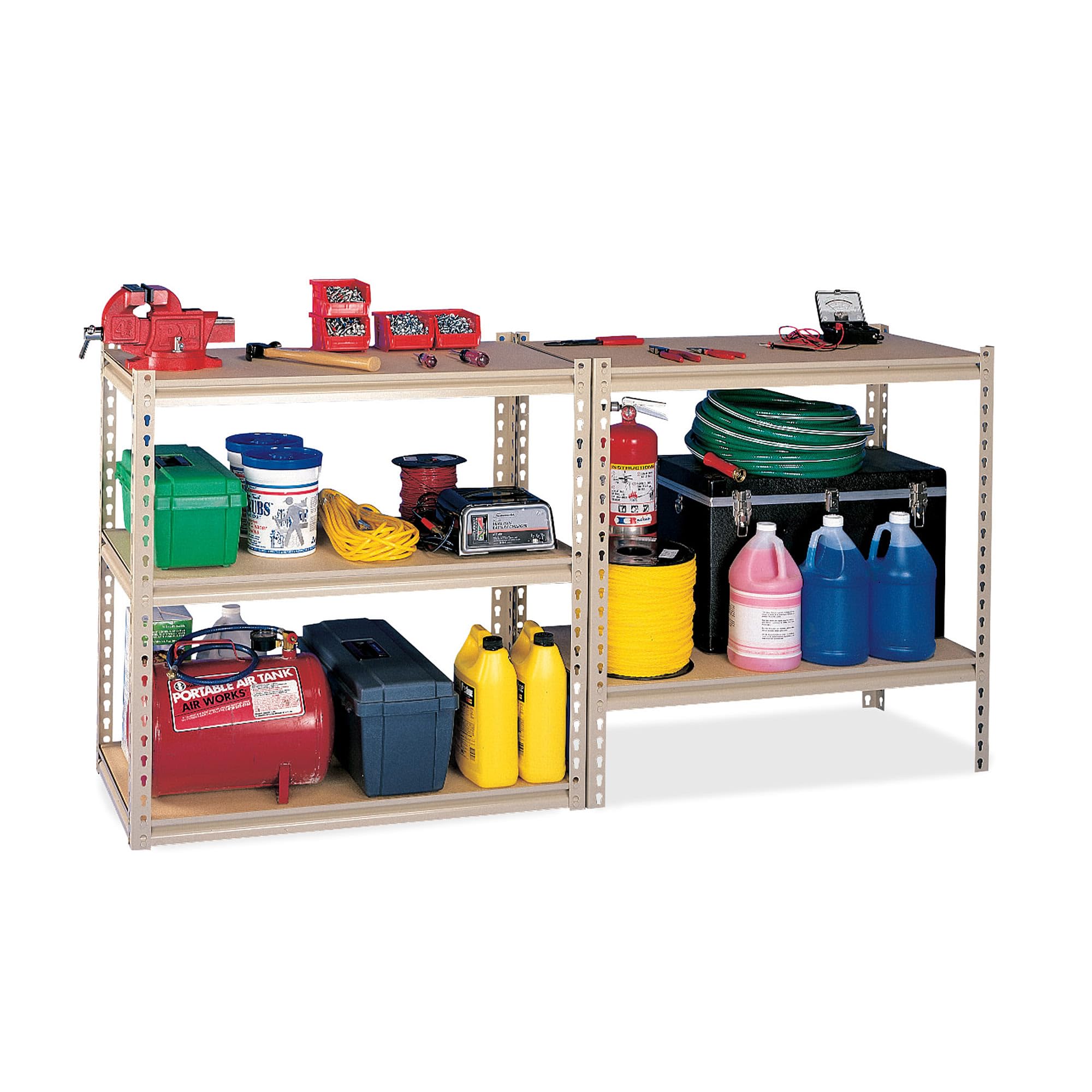 Tennsco Corporation Industrial Grade Stur-D-Stor Shelving Package, 5 Shelves, 36" Width x 18" Length x 72" Height, Sand