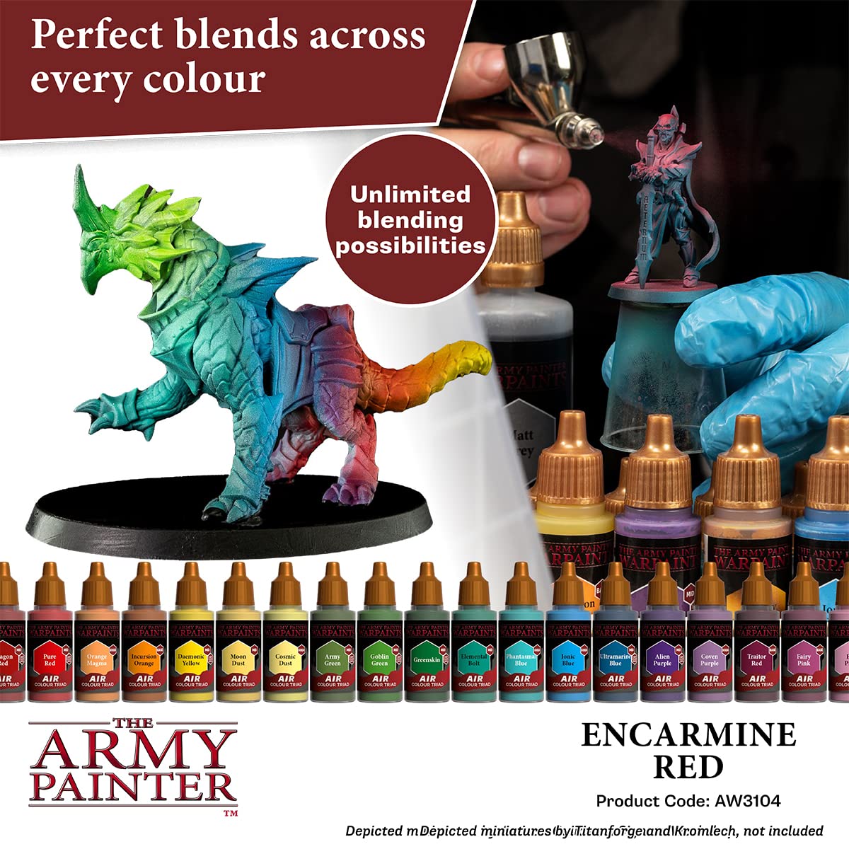 The Army Painter Warpaints Air - Non-Toxic Water Based Airbrush Paint β Acrylic Paint and Primer for Tabletop Roleplaying, Boardgames, and Wargames Miniature Model Painting (Encarmine Red)