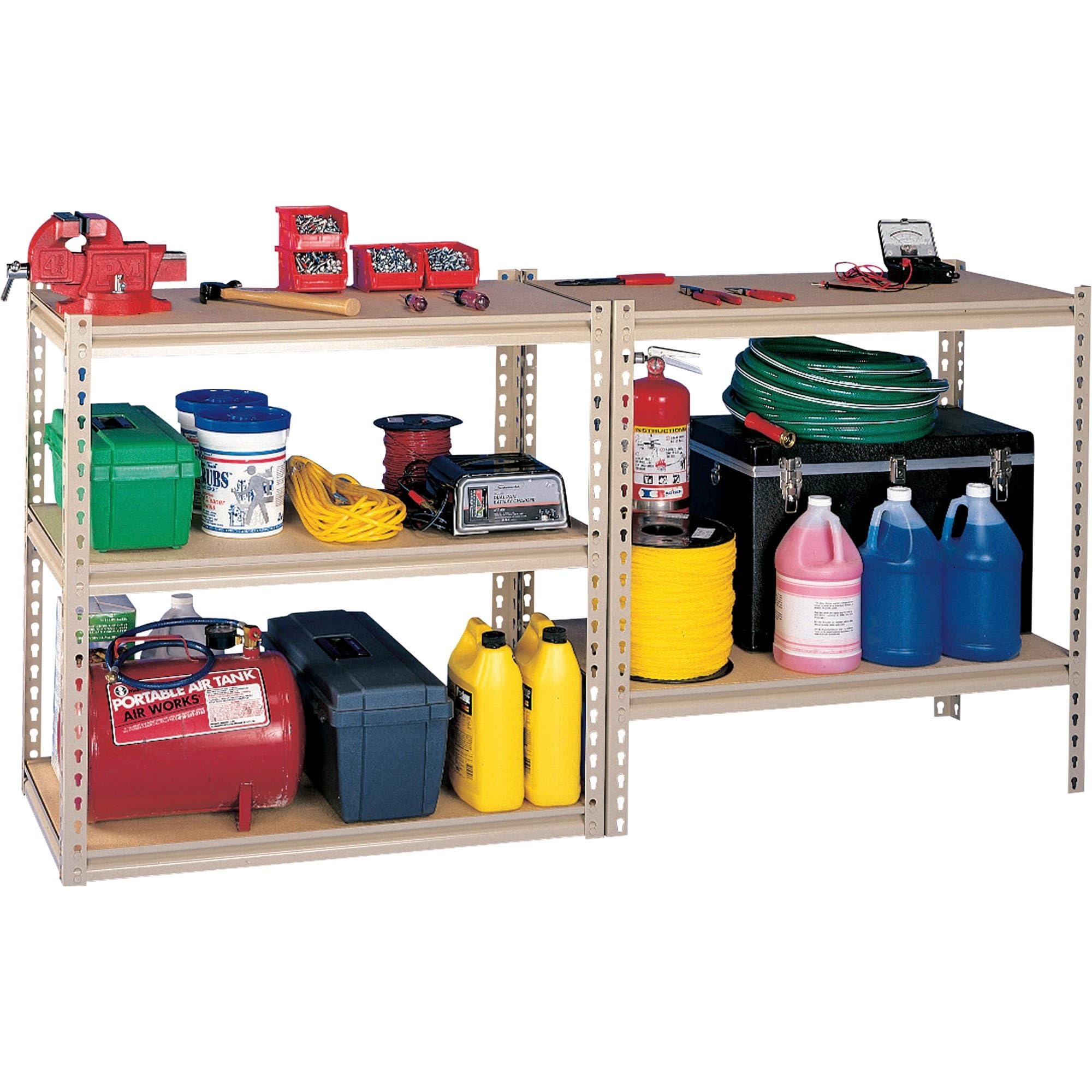 Tennsco Corporation Industrial Grade Stur-D-Stor Shelving Package, 5 Shelves, 36" Width x 18" Length x 72" Height, Sand