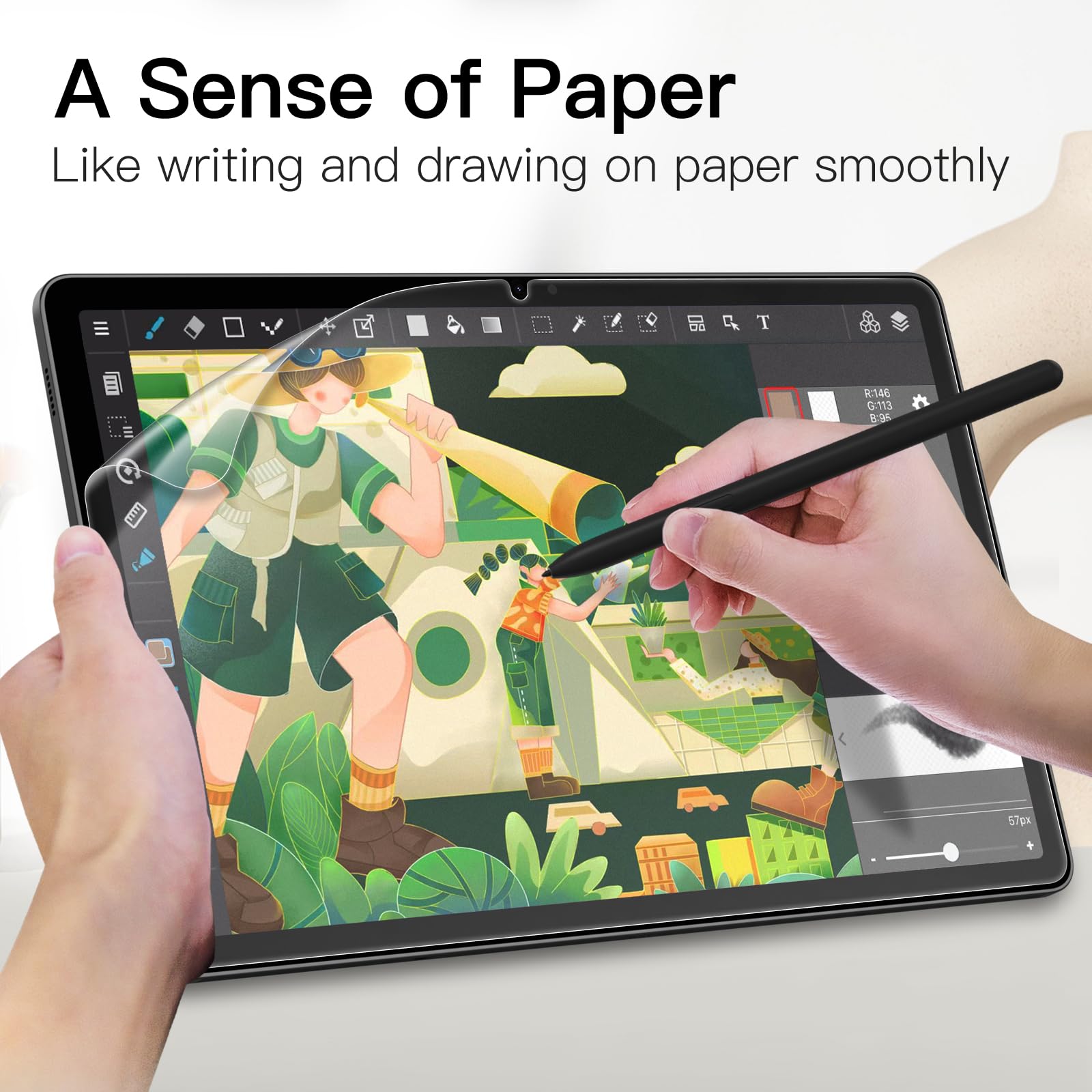 JETech Paper Screen Protector for Samsung Galaxy Tab S9 11-Inch, Galaxy Tab S9 FE 10.9-Inch, Anti-Glare, Matte PET Film for Drawing, 1-Pack