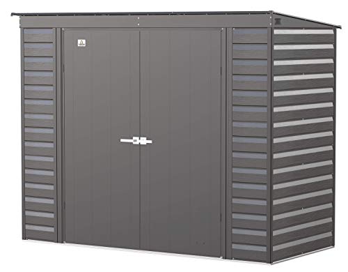 Arrow Shed Select 8' x 4' Outdoor Lockable Steel Storage Shed Building, Charcoal