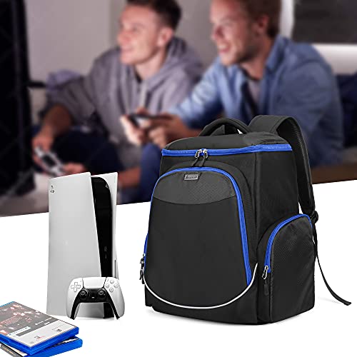 Trunab Gaming Console Backpack Compatible with PS5/PS4/PS4 Pro/PS4 Slim/Xbox One/Xbox One X/Xbox One S, Travel Carrying Bag with Multiple Pockets for 15.6β Laptop and Gaming Accessories