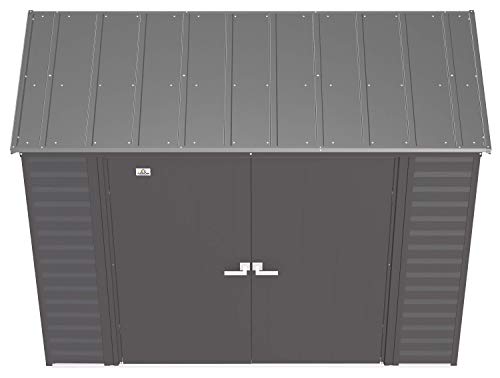 Arrow Shed Select 8' x 4' Outdoor Lockable Steel Storage Shed Building, Charcoal
