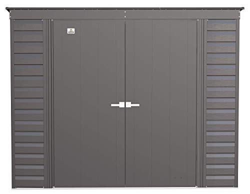 Arrow Shed Select 8' x 4' Outdoor Lockable Steel Storage Shed Building, Charcoal
