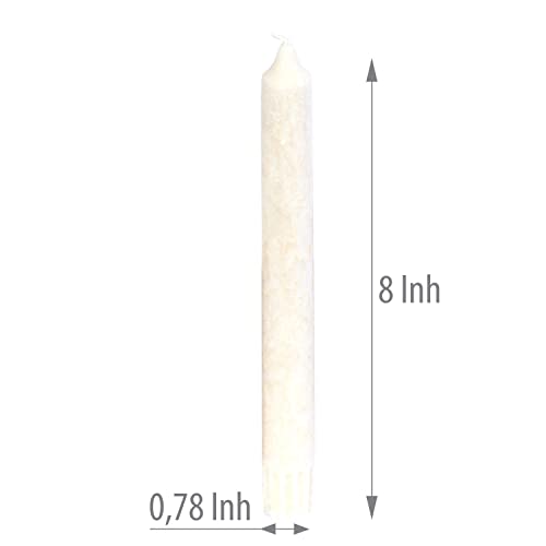 Tall 8-inch Marble Taper Dinner Natural Candles, Clean Burning, Smokeless (16 Count)
