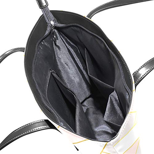 MNSRUU Tote Bag for Women Rose Gold Pink Geometry Marble Shoulder Bag Big Capacity PU Leather Handbag