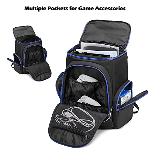 Trunab Gaming Console Backpack Compatible with PS5/PS4/PS4 Pro/PS4 Slim/Xbox One/Xbox One X/Xbox One S, Travel Carrying Bag with Multiple Pockets for 15.6β Laptop and Gaming Accessories