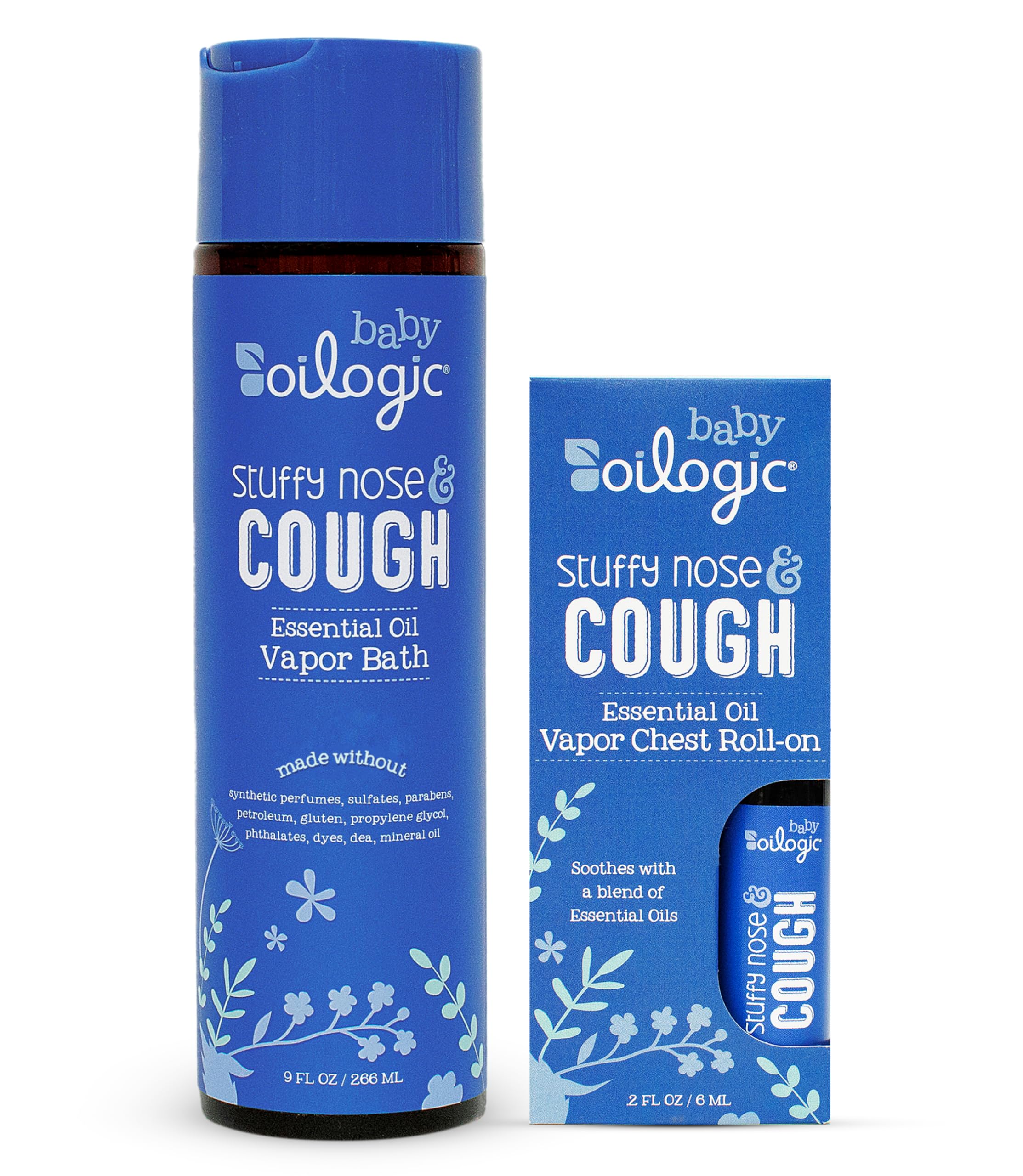 Oilogic Baby Bath Essentials - Stuffy Nose & Cough Bundle - Vapor Bath Relief and Roll-On Essential Oil Blend for Babies & Toddlers