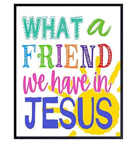 Religious Wall Decor - God Wall Decor - Christian Wall Art for Boys or Girls Room Decor, Kids Bedroom, Sunday School, Church - Catholic Gifts - Bible Verse Wall Art - Scripture Wall Decor Picture