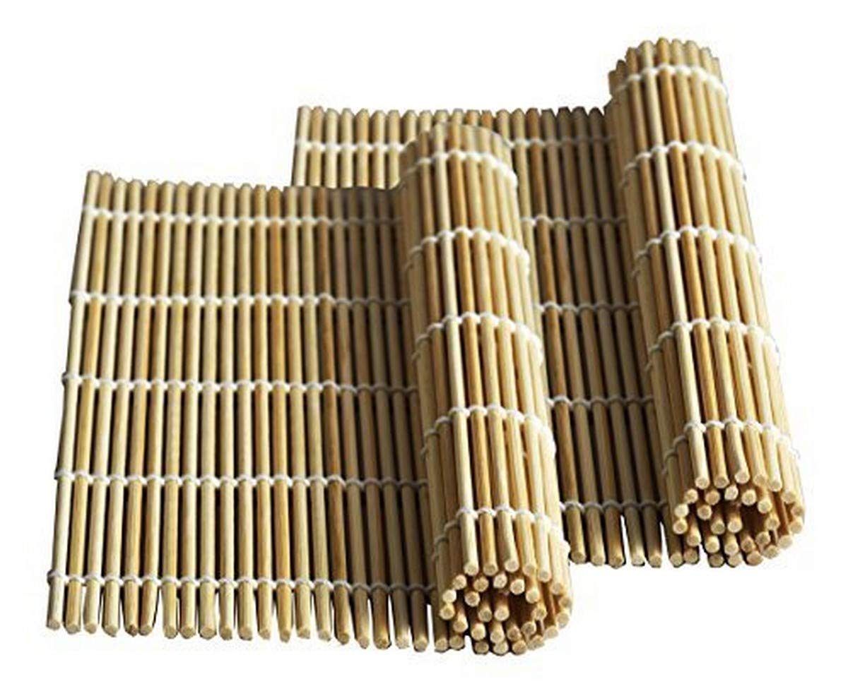 JapanBargain, Set of 2 Sushi Roller Sushi Mat Bamboo Sushi Rolling Mat Sushi Maker, 9.5 inches Square (Yellow Mats)