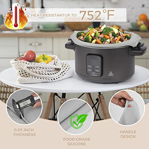 Silicone Slow Cooker Liners Compatible with 6-8 Quarts Crockpot, Reusable Slow Cooker Liner (Grey and Yellow)