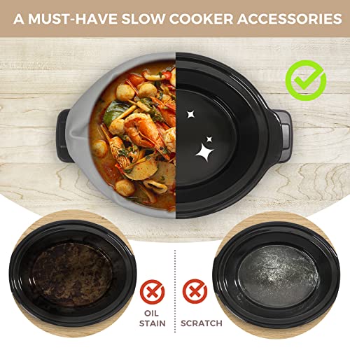 Silicone Slow Cooker Liners Compatible with 6-8 Quarts Crockpot, Reusable Slow Cooker Liner (Grey and Yellow)