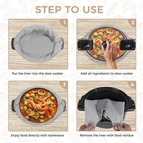 Silicone Slow Cooker Liners Compatible with 6-8 Quarts Crockpot, Reusable Slow Cooker Liner (Grey and Yellow)