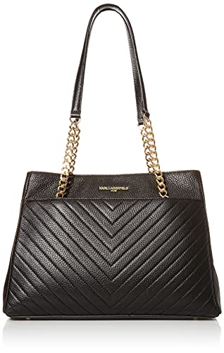 Karl Lagerfeld Paris womens Charlotte Quilted Tote Bag, Blk/Gold, One Size US
