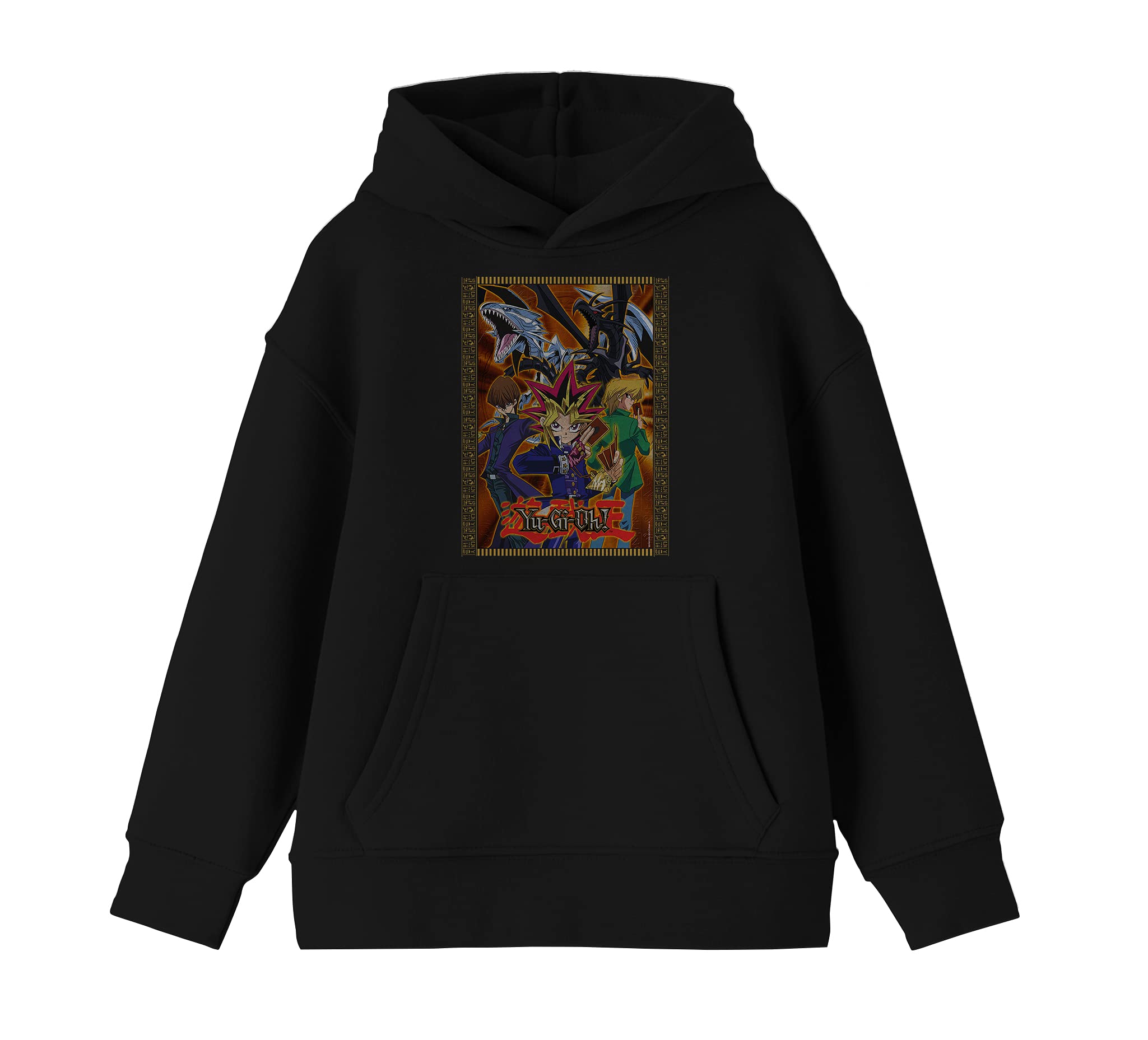 Bioworld Yu-Gi-Oh Main Characters and Monsters Youth Black Graphic Hoodie-XL