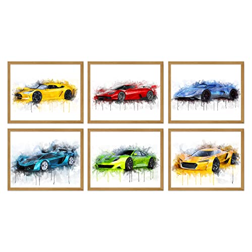 Car Poster Race Car Poster Race Car Bedroom Decor For Boys - Set of 6 (8x10in) Car Posters For Boys Room Sports Car Poster Car Room Decor For Boys, Race Car Room Decor For Boys Car Pictures - Unframed