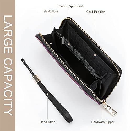Australian Shepherd Dogs PU Leather Clutch Wallets Long Zip Purse Tote Handbag With Removable Wristlet For Women Girl's